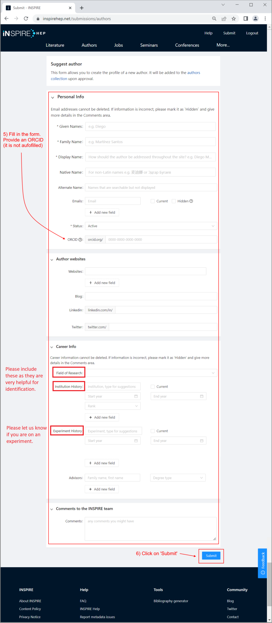Create an INSPIRE author profile – INSPIRE help
